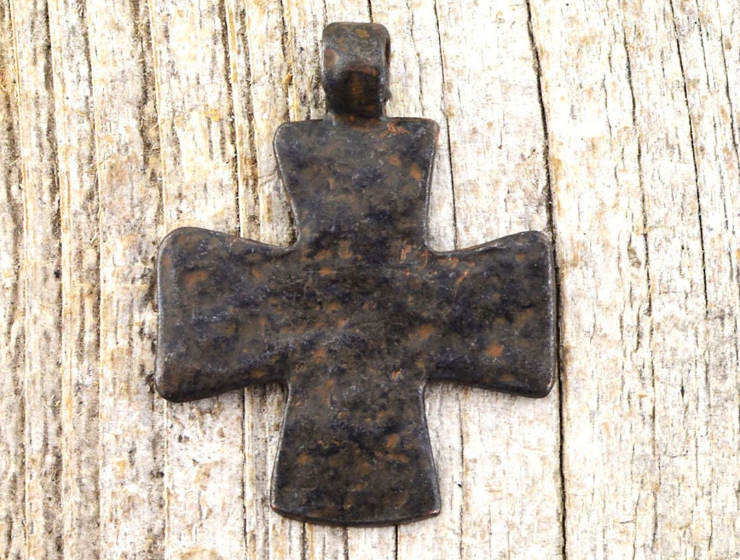 Cross Pendant, Rustic Brown Cross, Hammered Cross, Leather Cross ...