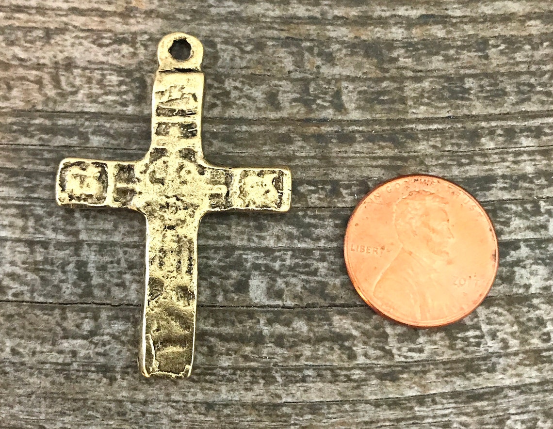 Ancient Cross Antiqued Gold Cross Pendant Large Artisan - Etsy