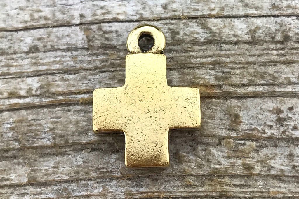 2 Cross Charm Gold Cross Small Cross Antiqued Gold Cross | Etsy