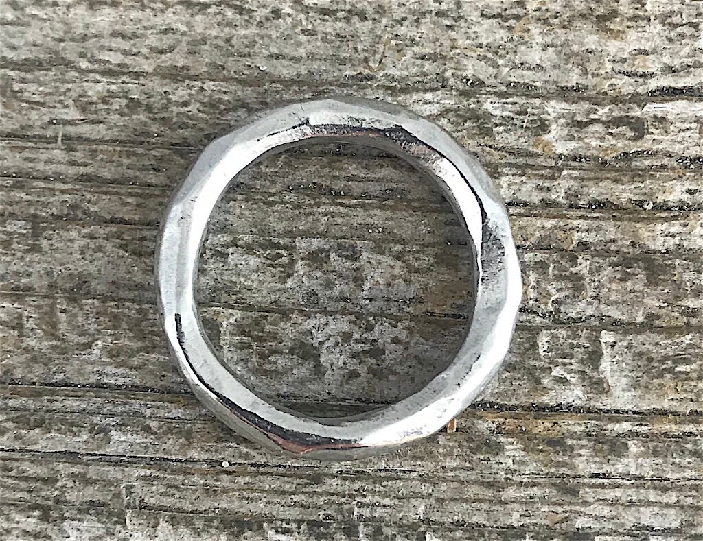 Hammered Hoop Ring Connector Silver Eternity Ring Leather - Etsy
