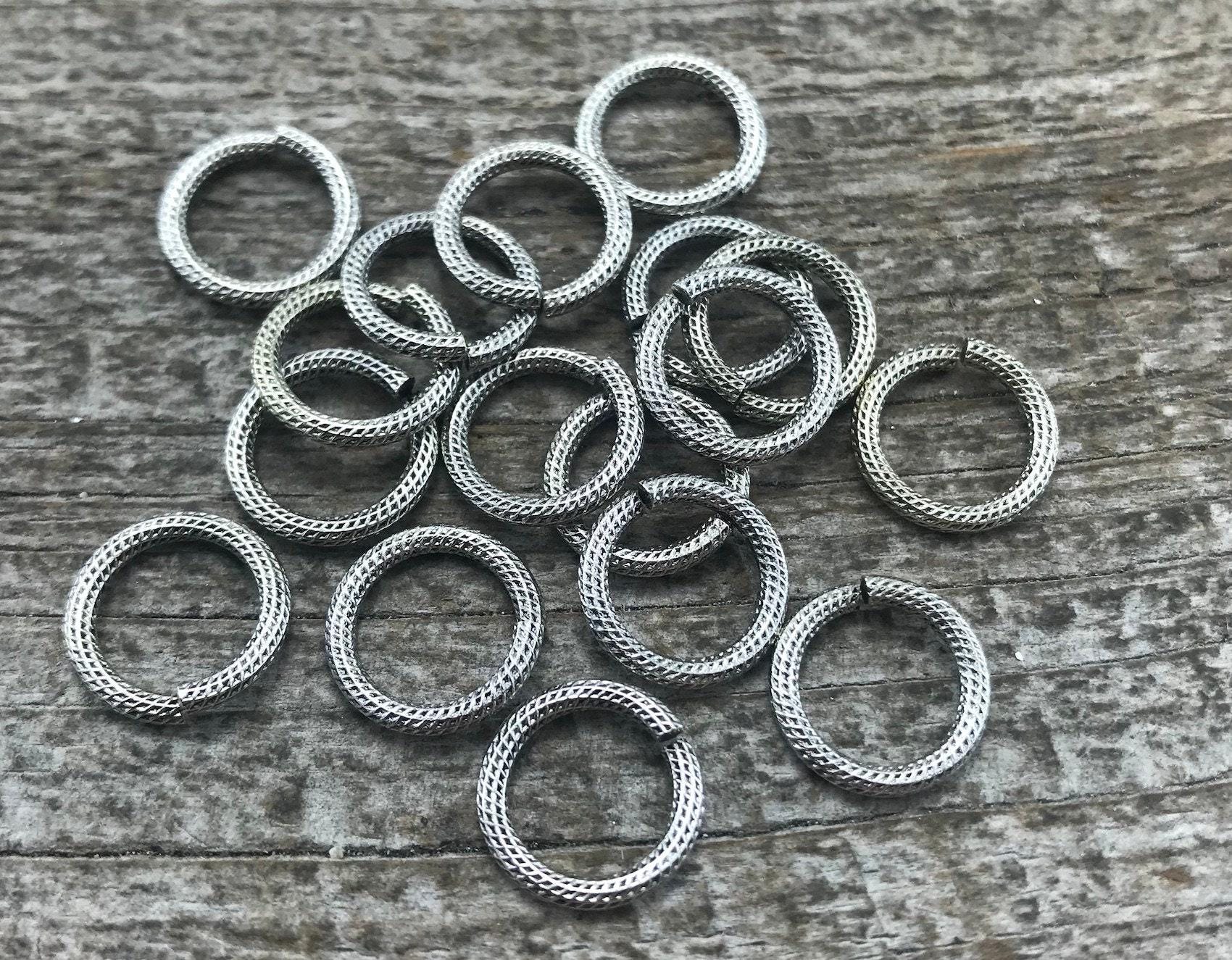 11mm Large Silver Jump Rings, Textured Jump Ring, Jump Rings, 10 Rings ...