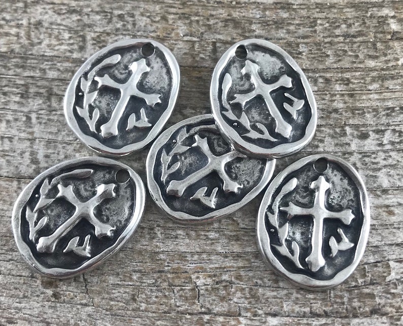 Cross Charm Pocket Cross Circle Cross Coin Token Silver - Etsy