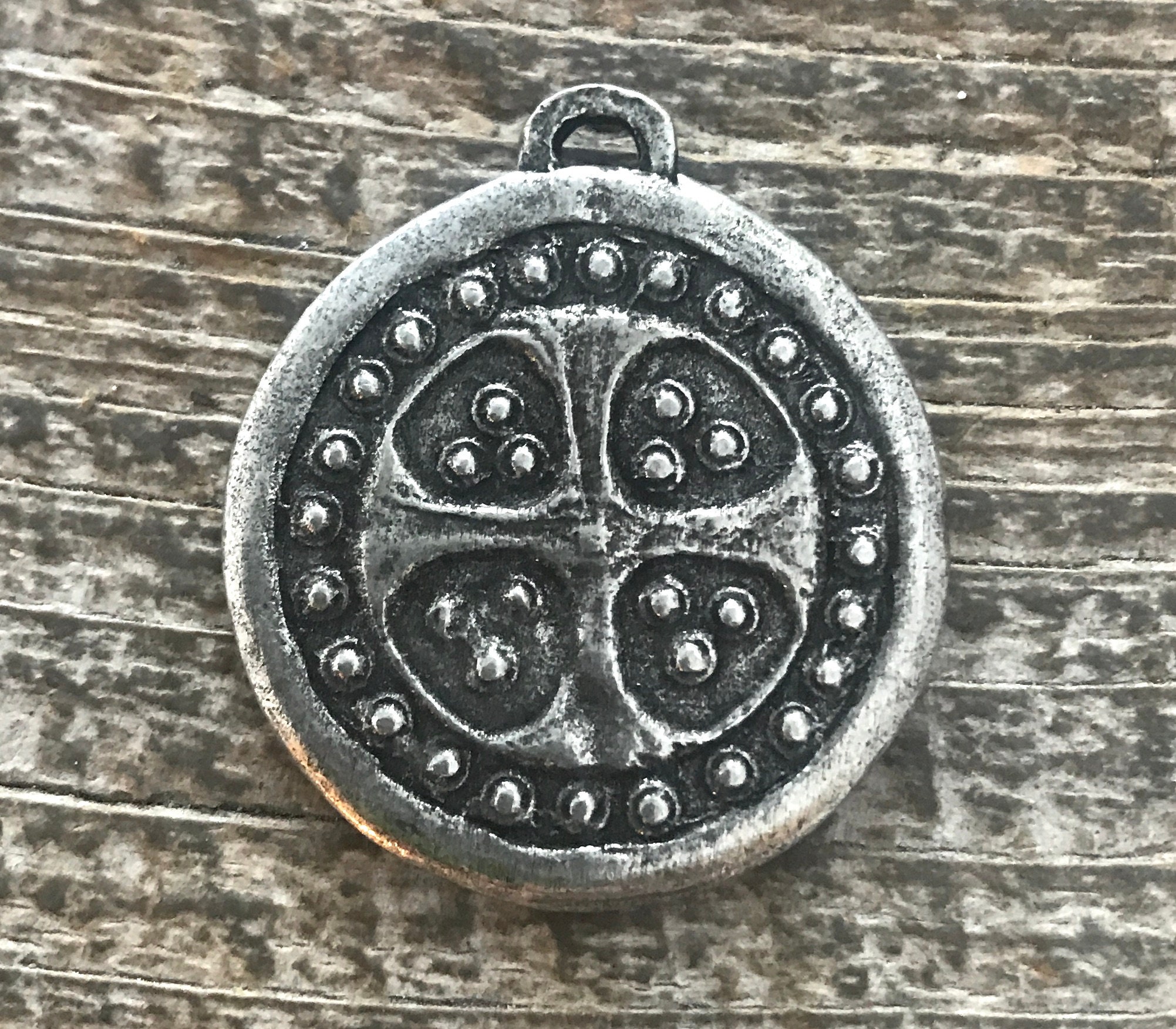 Bumpy Dotted Ancient Viking Cross Token Antiqued Silver | Etsy