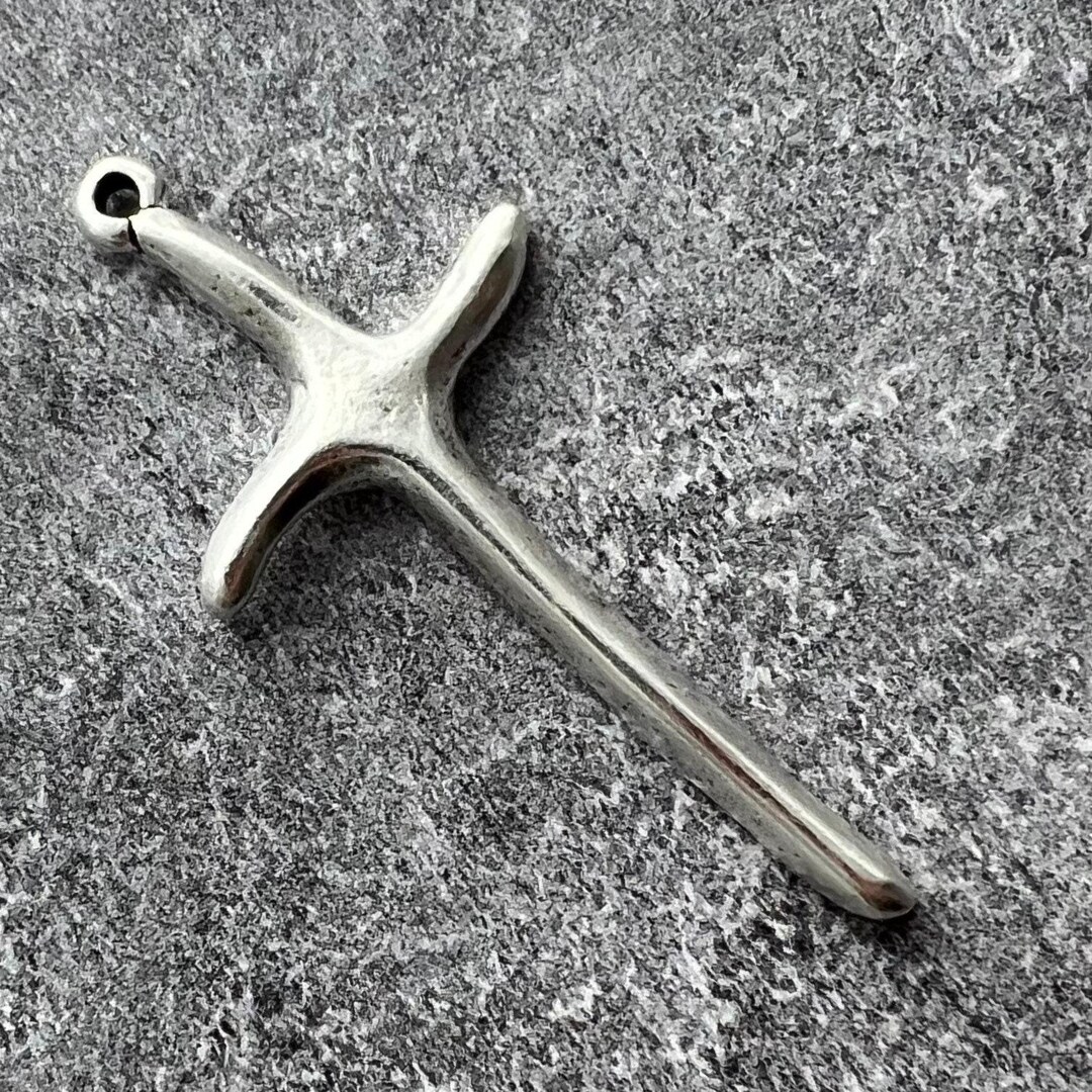 Wavy Tall Skinny Cross Pendant Charm, Silver Cross for Jewelry Making ...