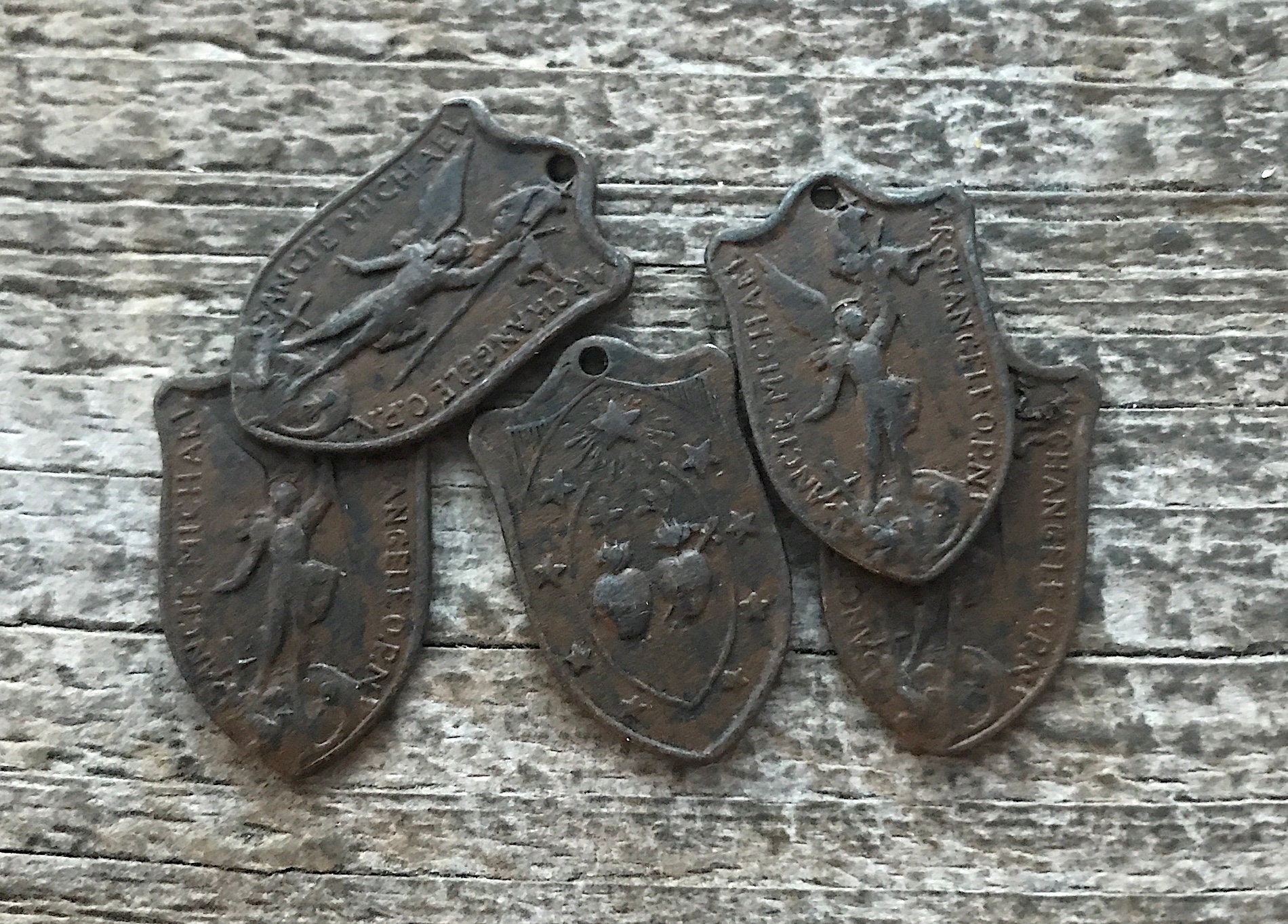 2 St. Michael Medal Catholic Medal Rustic Brown Religious | Etsy