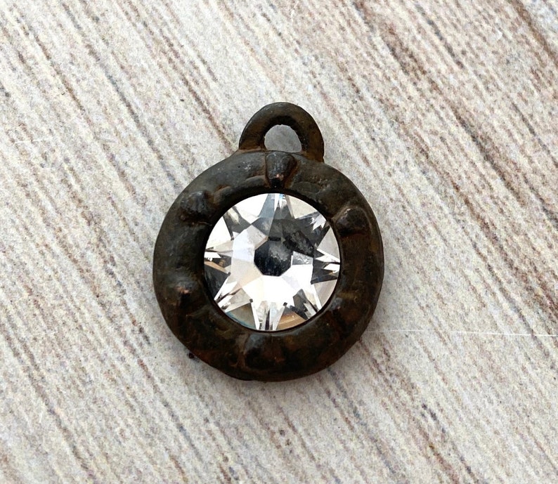 Swarovski Large Crystal Clear Charm Georgian Style Antiqued - Etsy