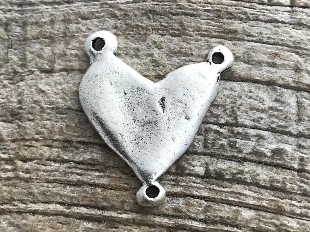 Heart Connector, Heart Pendant, Silver Heart, Love Charm, Rosary ...