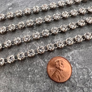 Silver Small Crystal, Chunky Rhinestone Chain Chain by the Foot ...