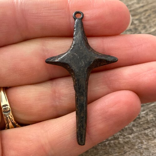 Skinny Star Cross Pendant Charm Silver Cross for Jewelry - Etsy