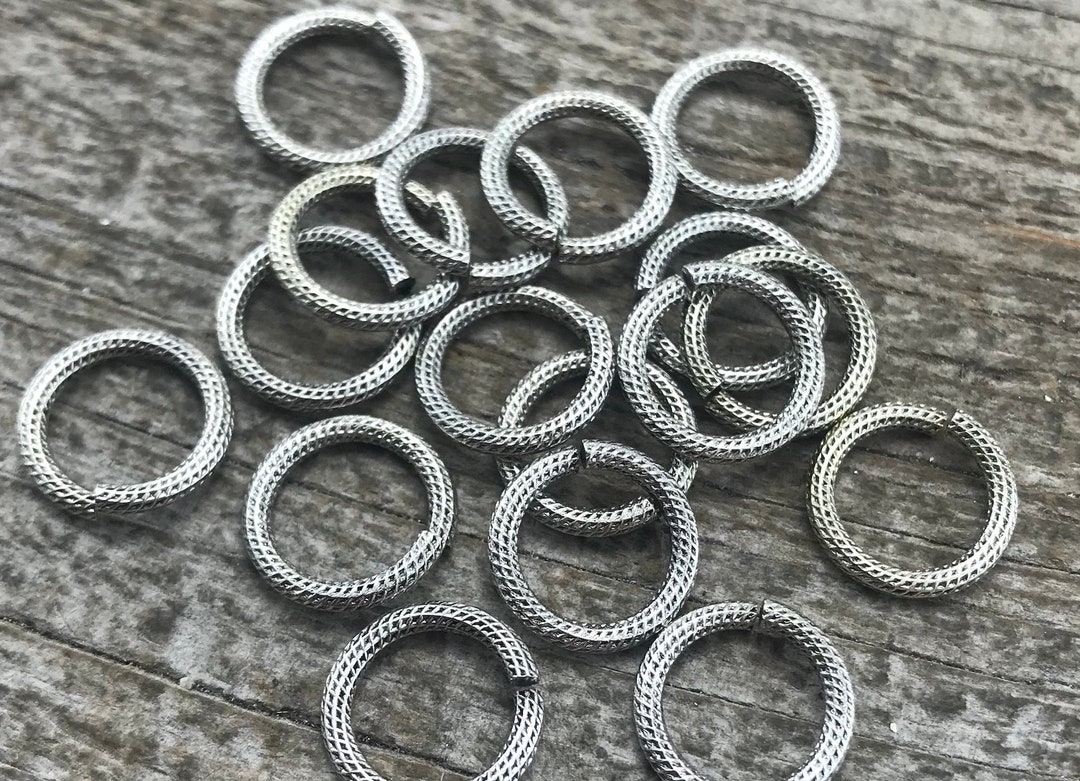 11mm Large Silver Jump Rings, Textured Jump Ring, Jump Rings, 10 Rings ...