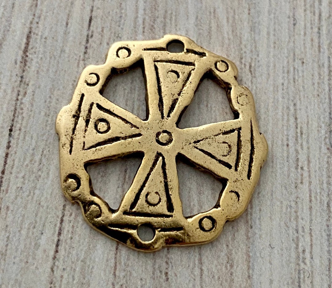 Round Cross Connector, Antiqued Gold Artisan Charm, Jewelry Making ...