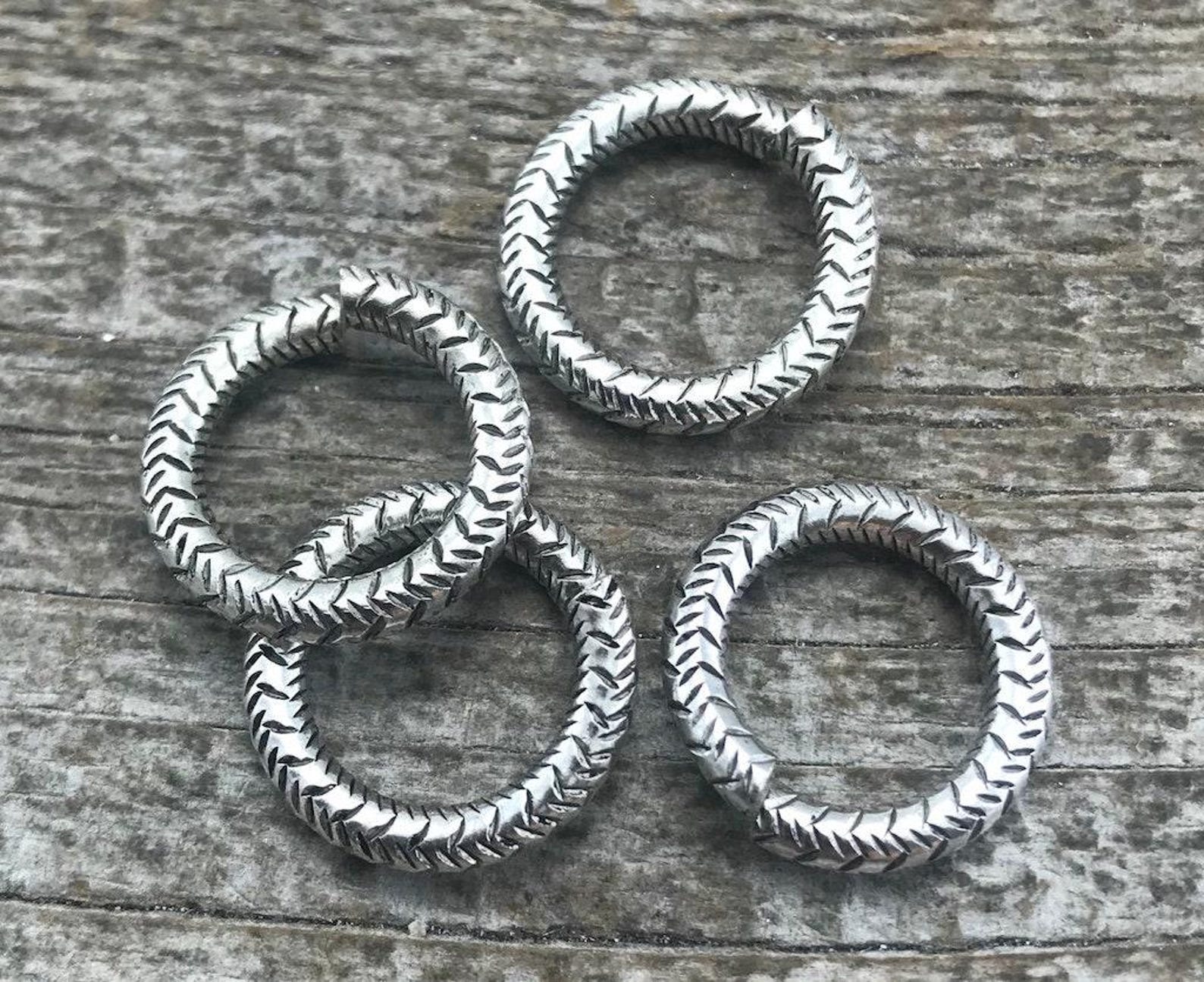 16mm Extra Large Silver Jump Rings, Thick Textured Jump Ring ...