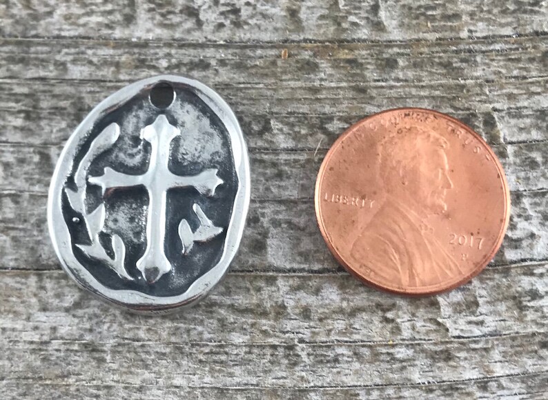 Cross Charm Pocket Cross Circle Cross Coin Token Silver - Etsy