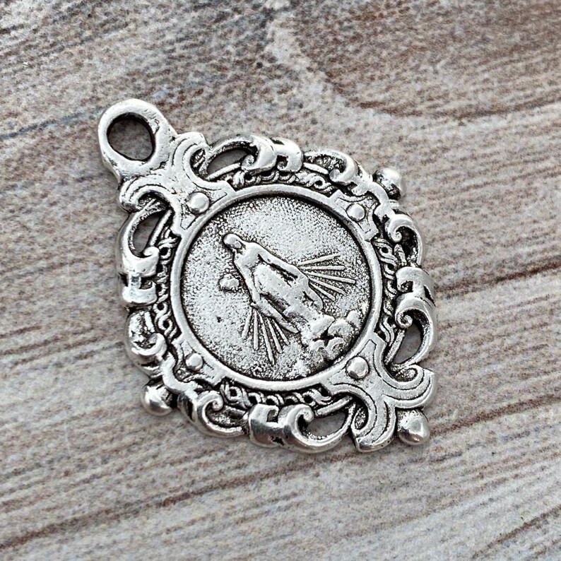 Mary Medal Art Nouveau Medal Silver Religious Jewelry Making - Etsy