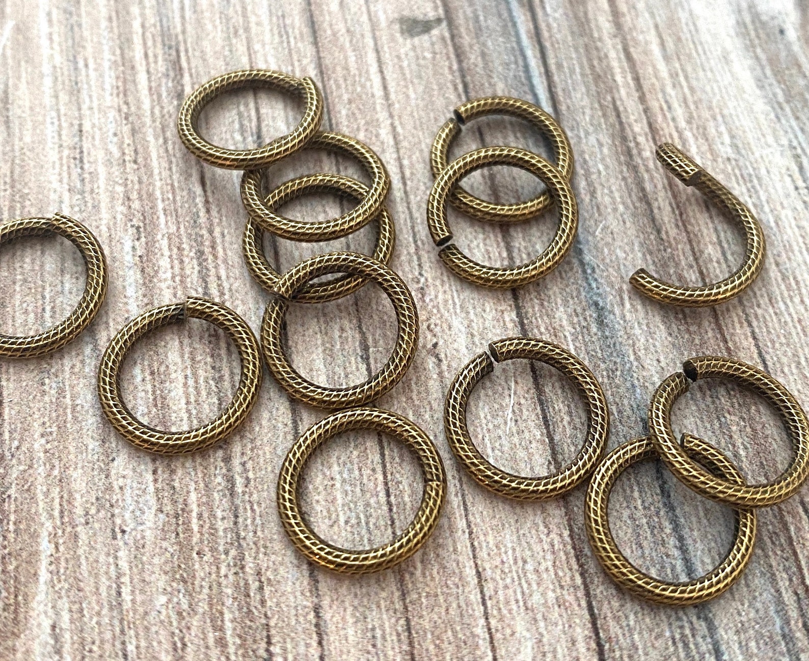 11mm Large Antiqued Gold Jump Rings Textured Jump Ring Brass - Etsy
