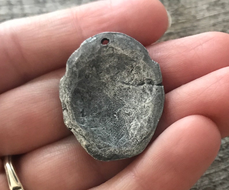 Hammered Artisan Oval Cross Pendant Antiqued Silver Cross | Etsy