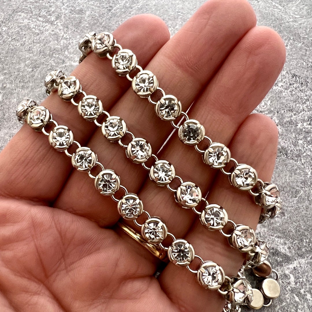 Silver Small Crystal, Chunky Rhinestone Chain Chain by the Foot ...