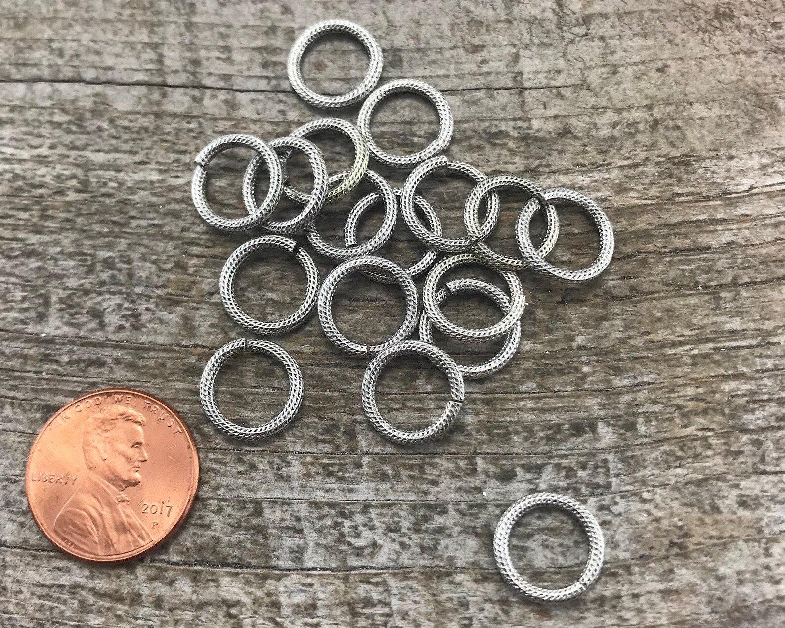 11mm Large Silver Jump Rings, Textured Jump Ring, Jump Rings, 10 Rings ...