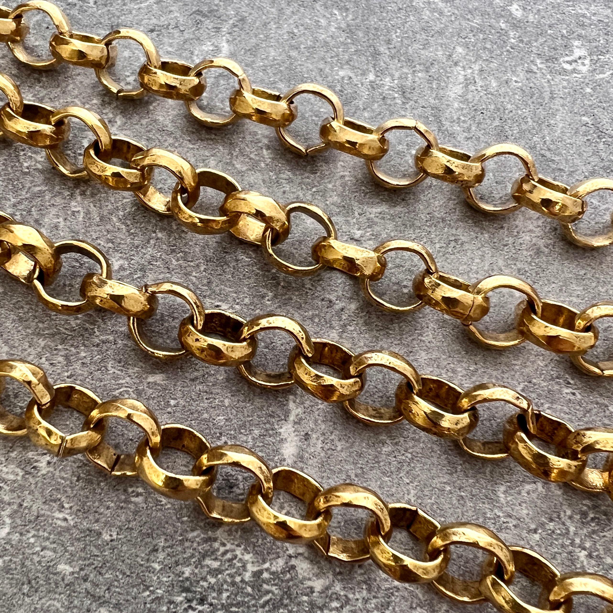 Large Hammered Rolo Chain, Thick Chunky Gold Chain by the Foot, Carson ...