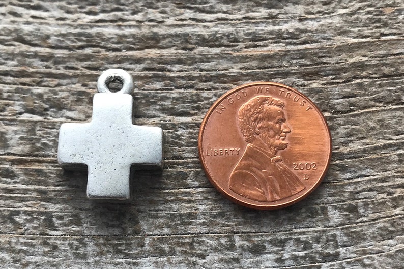 2 Cross Charm Silver Cross Small Cross Square Block Cross | Etsy