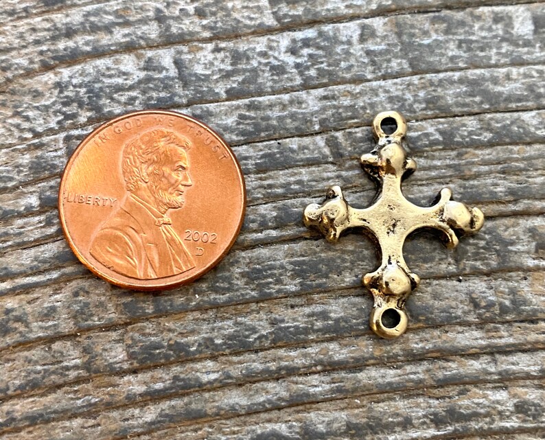 Dotted Cross Connector Antiqued Gold Artisan Charm Jewelry - Etsy