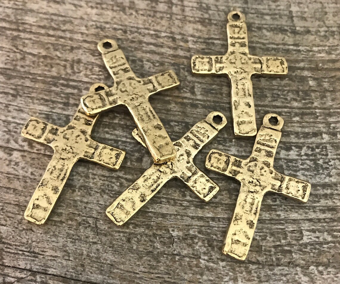 Ancient Cross Antiqued Gold Cross Pendant Large Artisan - Etsy