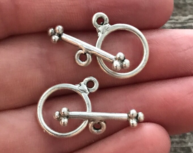 2 Toggle Set Clasp Silver Necklace Clasp Bracelet Closure - Etsy