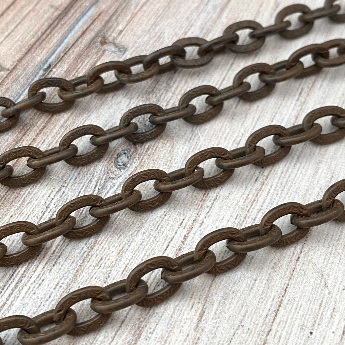 Large Rustic Brown Chain With Design Thick Antiqued Chain by - Etsy