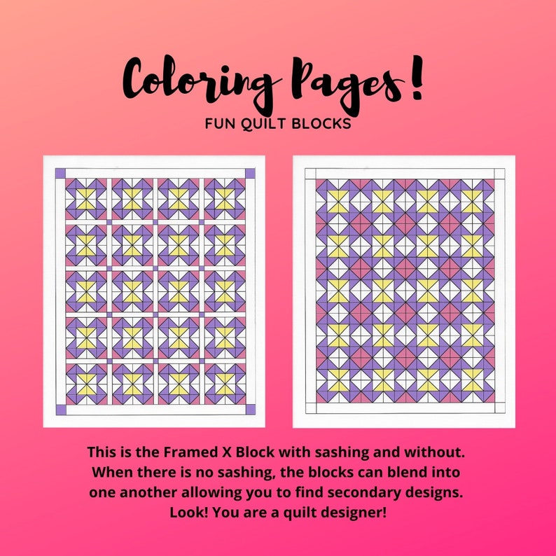 Quilt Coloring Pages: Star & Block Designs (PDF Download) - Etsy