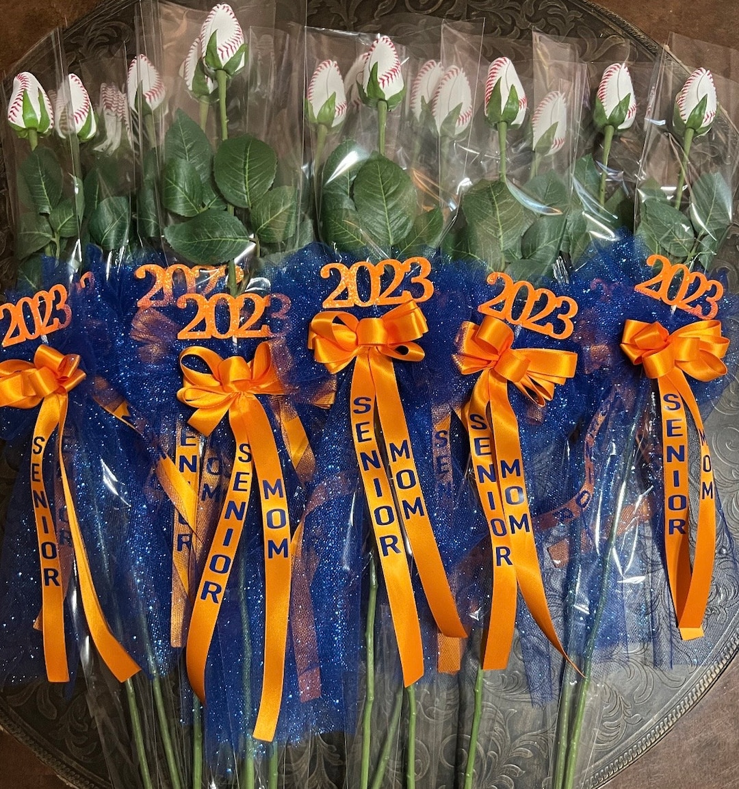BASEBALL Rose With Custom Bow and 2025 Year Pick - Etsy