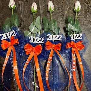 BASEBALL Rose With Custom Bow and 2025 Year Pick - Etsy