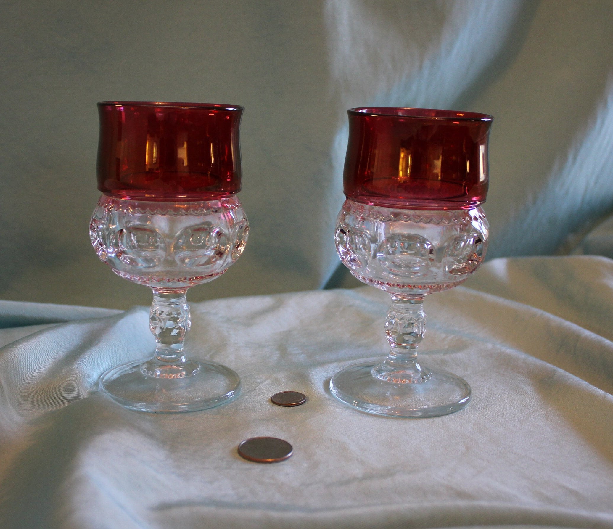 Vintage Colony Ruby Flashed Kings Crown Stemmed Water Goblets Set of 2 ...