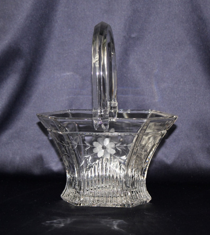 Vintage Heisey Picket Hexagon Crystal Basket With Etched Flower - Etsy
