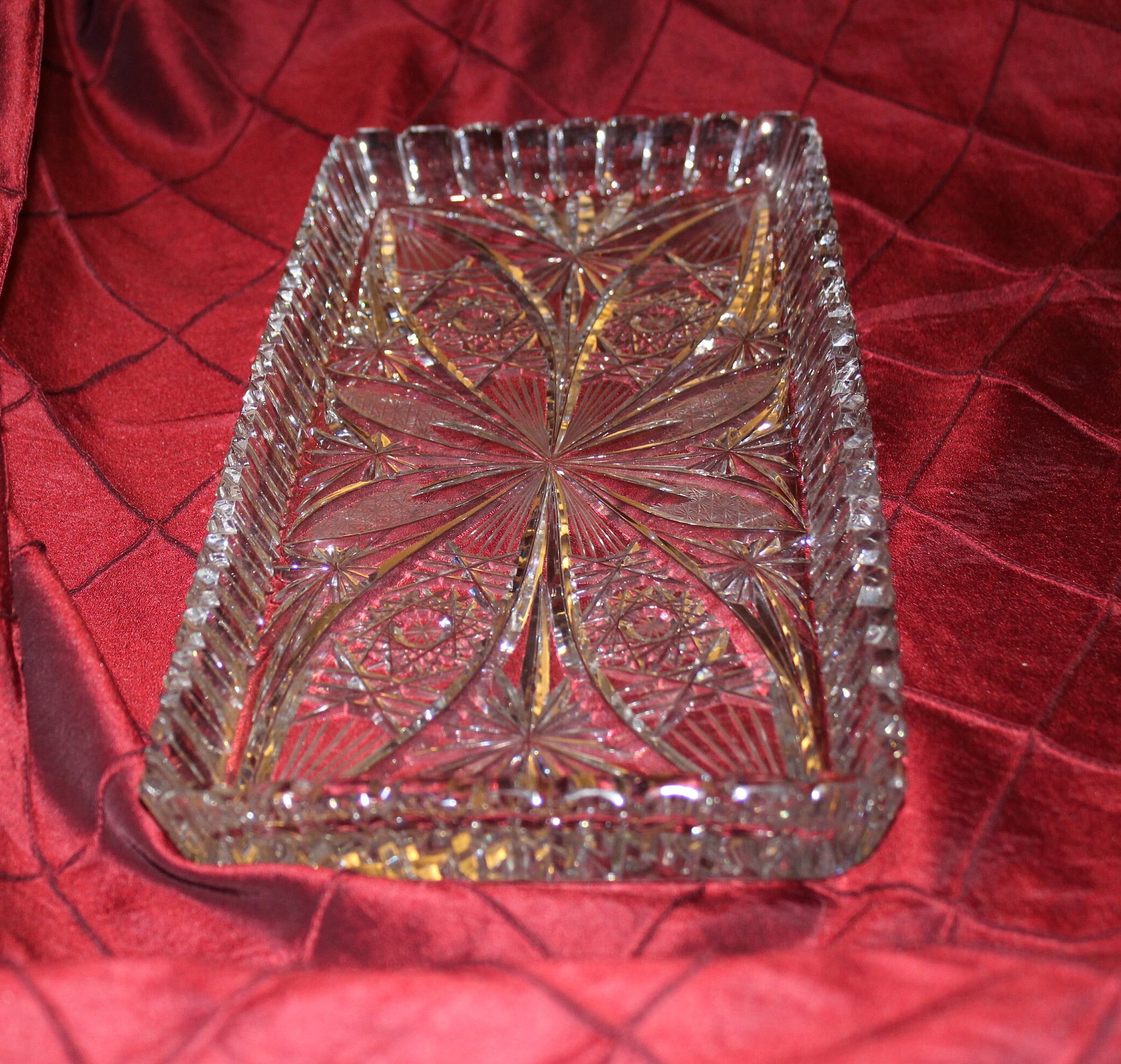 Vintage 24% Lead Crystal Tray With Hobstars Fans and Arches - Etsy