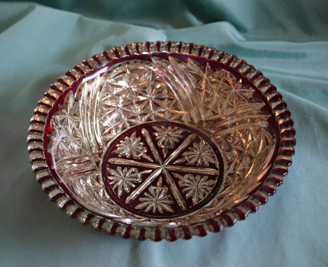 Vintage Red & Silver Goofus Glass Bowl, 1920s-30s Reflective Decor - Etsy