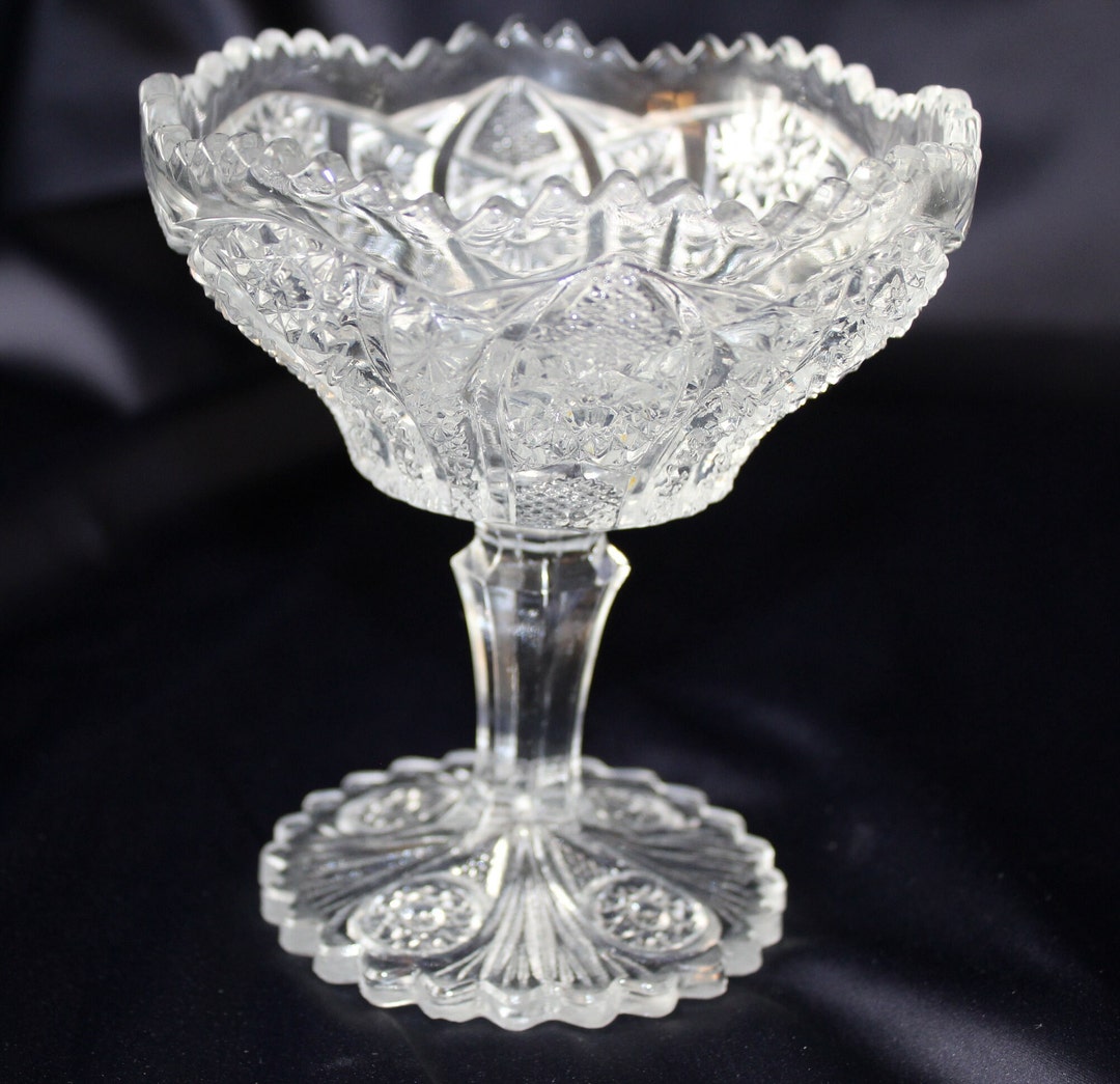 Vintage American Brilliant Cut Glass Sorbet Footed Dish - Etsy