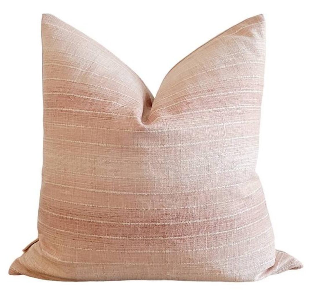 Blush Pink Pillow Cover, Soft Pink and White Textured Pillow, Boho ...