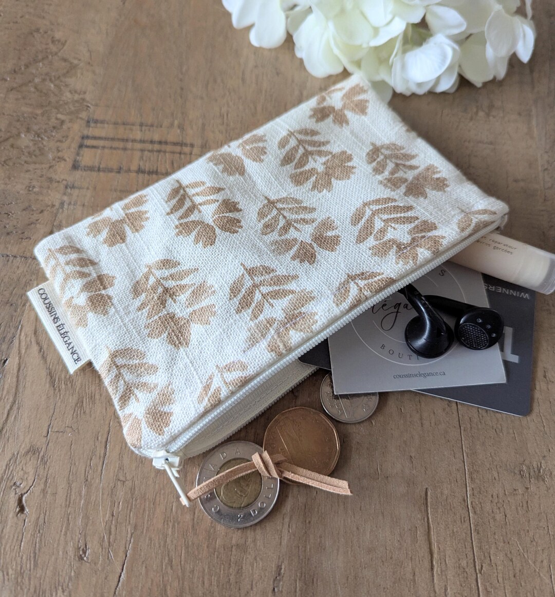 Tan Floral Penny Pouch, Teamgirl Gifts, Floral Coin Purse , Fabric Coin ...