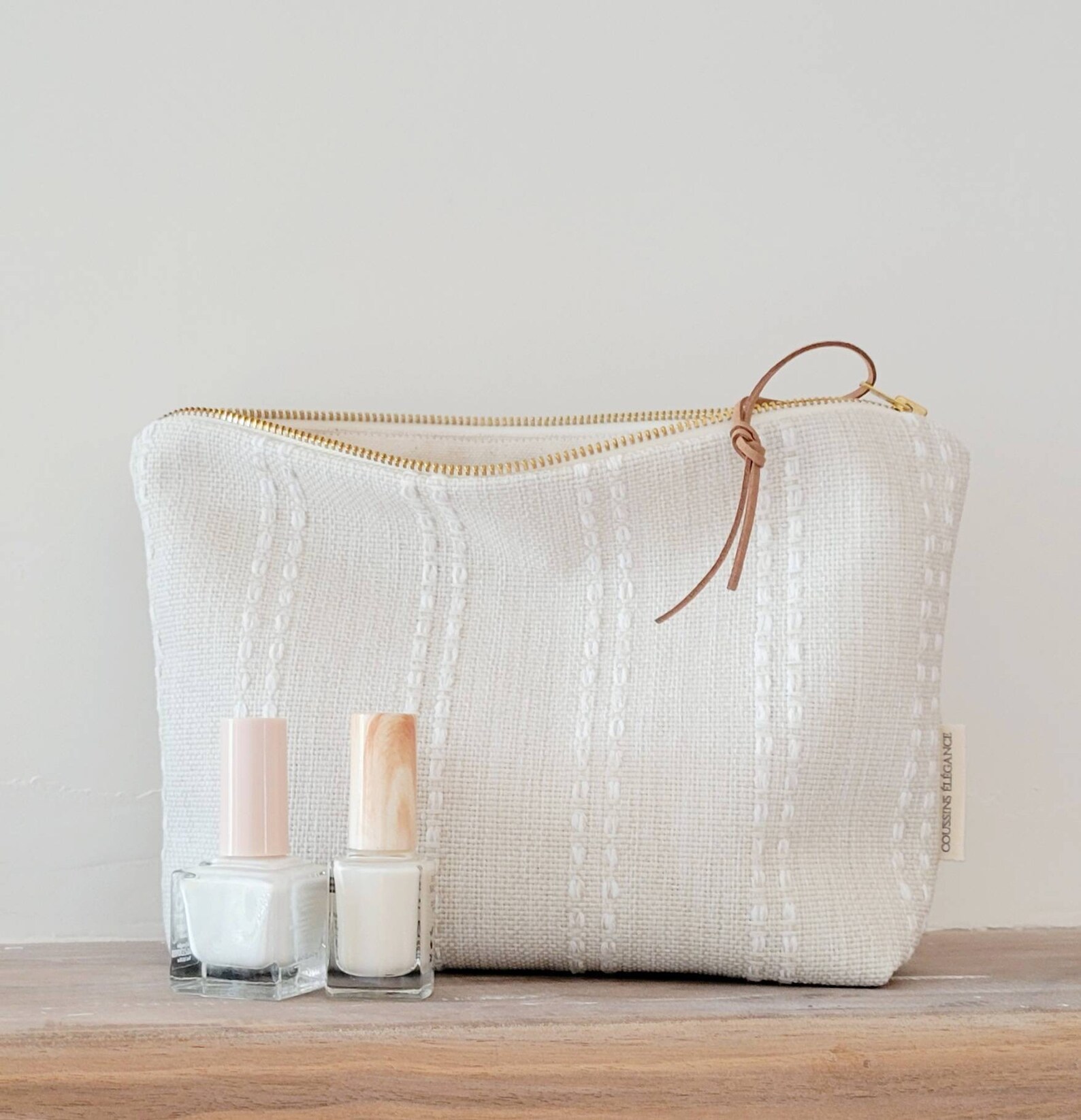 Creamy White Makeup Bag Unique Cosmetic Bag Minimalist - Etsy