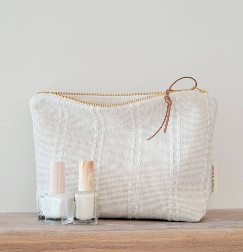 Creamy White Makeup Bag Unique Cosmetic Bag Minimalist - Etsy