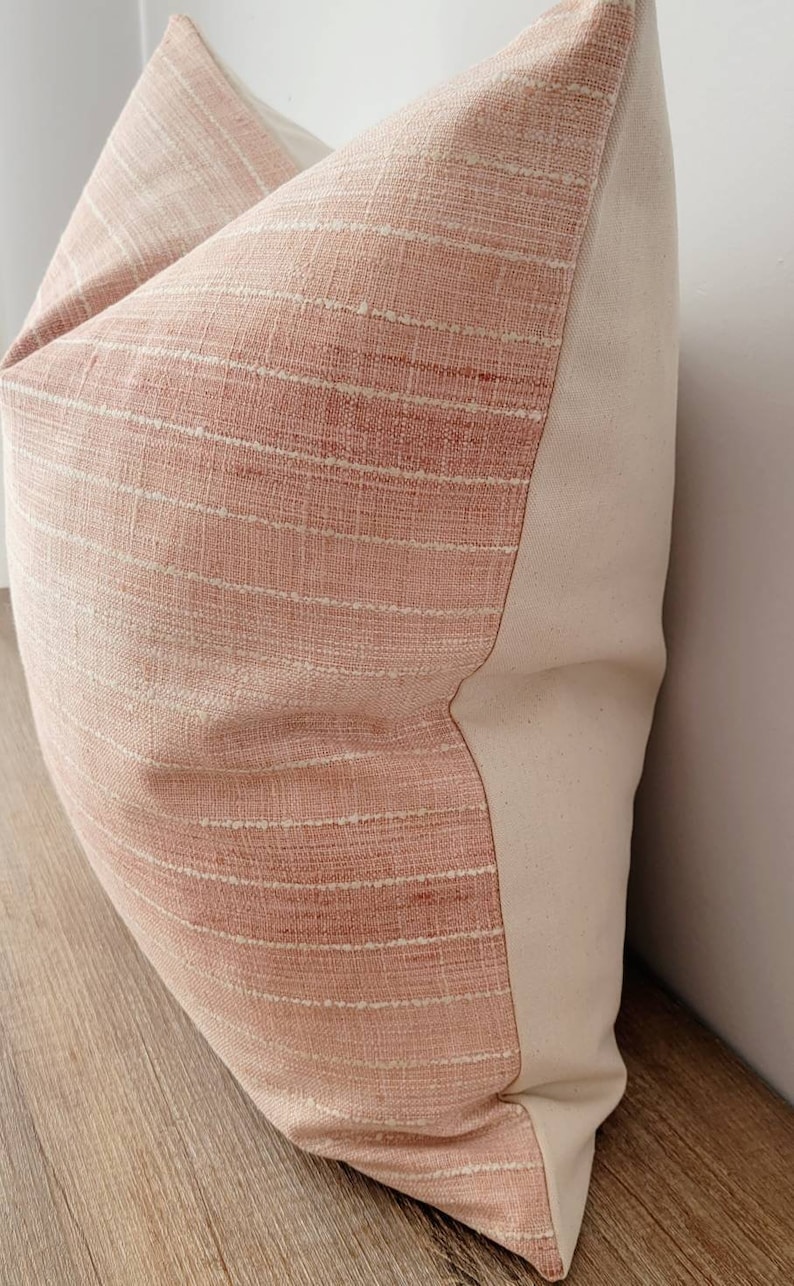 Blush Pink Pillow Cover, Soft Pink and White Textured Pillow, Boho ...