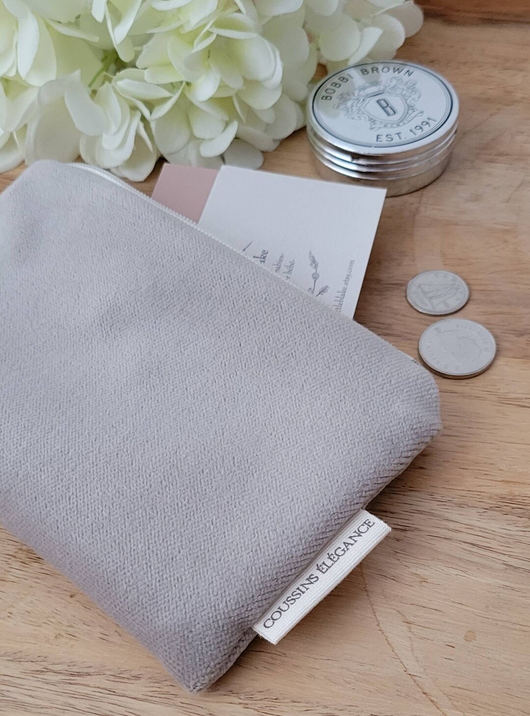 Gray Velvet Coin Purse, Earbud Mini Pouch, Velvet Mini Wallet, Unique ...