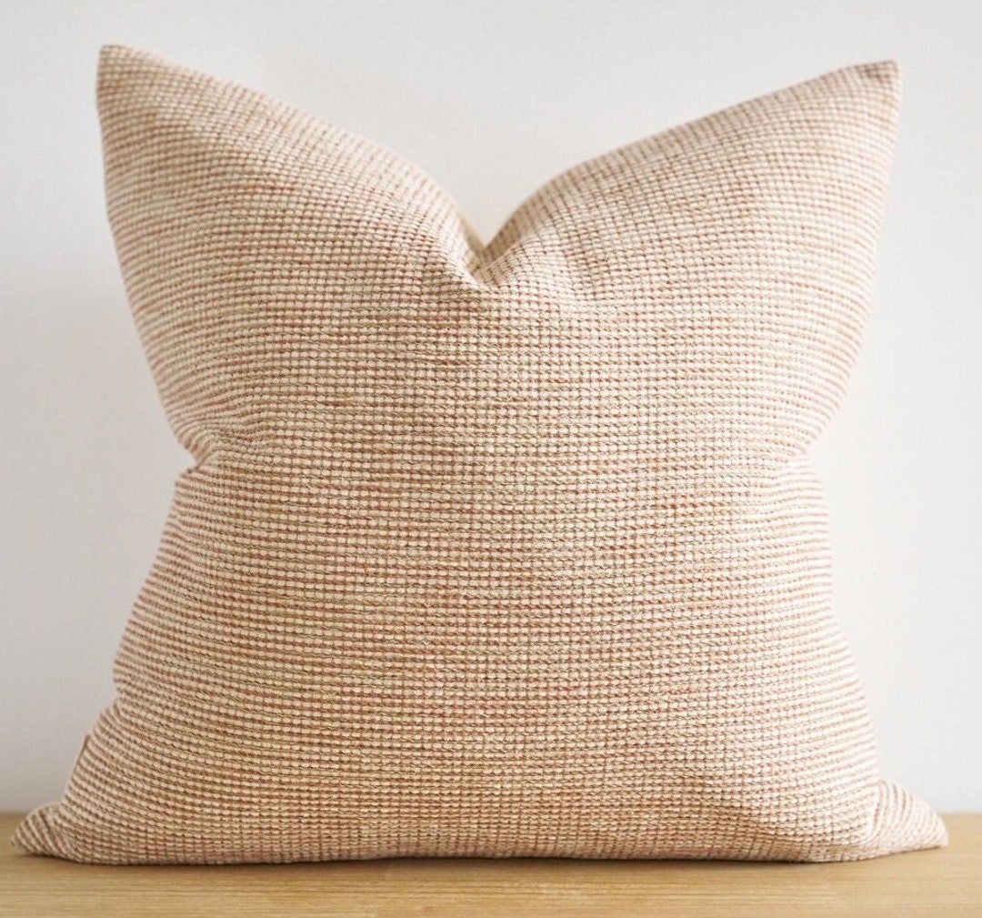Woven Beige Terracotta Pink Pillow, Textured Pillow Cover, Earthy Tones ...