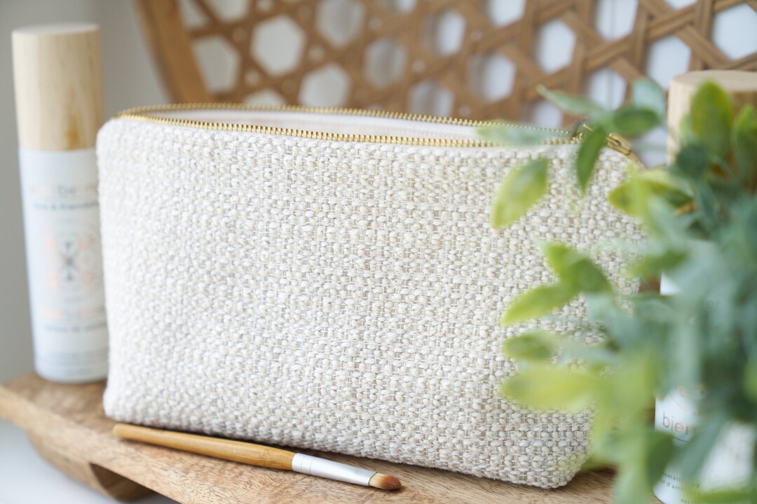 Makeup Bag, Beige Makeup Bag, Minimalist Neutral Cosmetic Bag, Unique ...