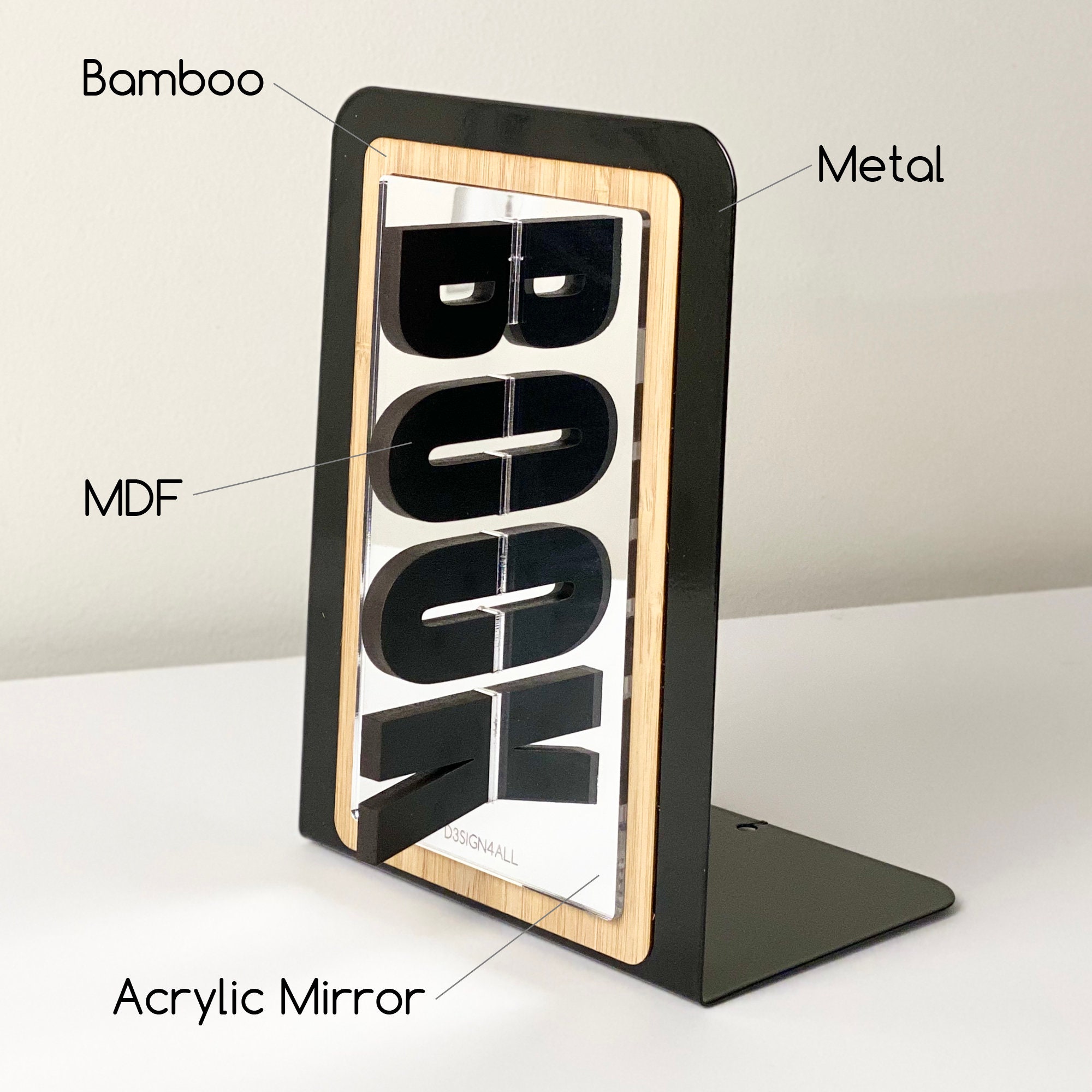 Metal Book stand with mirror illusion. Book ends | Etsy