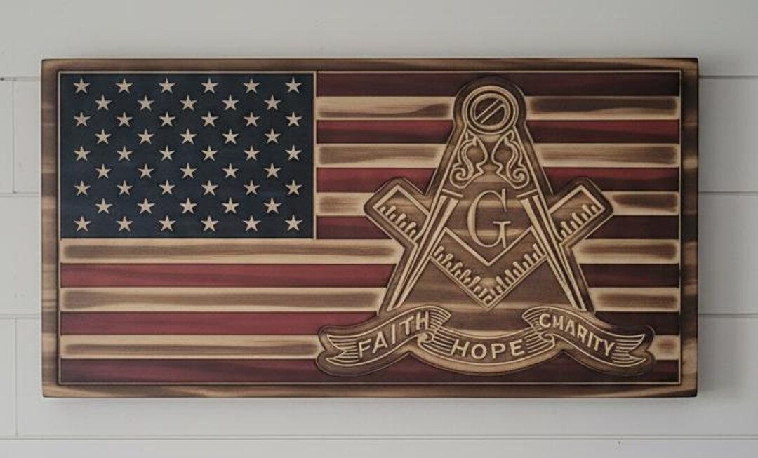 Wooden Masonic American Flag - Etsy