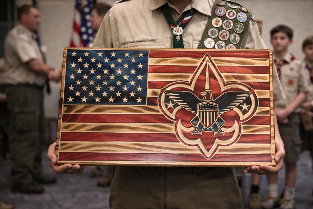 Wooden Scout Themed American Flag - Etsy