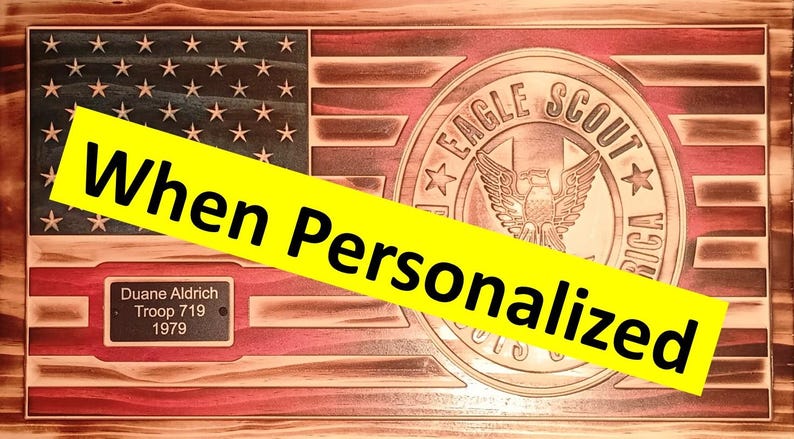Wooden Eagle Scout Themed American Flag Eagle Scout Gift or Eagle Scout ...