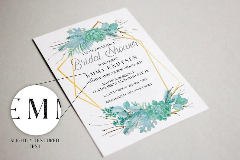 Editable Succulent Themed Printable Bridal Shower Invitation - Etsy