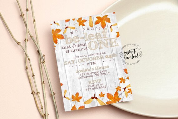 Fall Autumn Birthday Party Invitation DIGITAL DOWNLOAD | Etsy